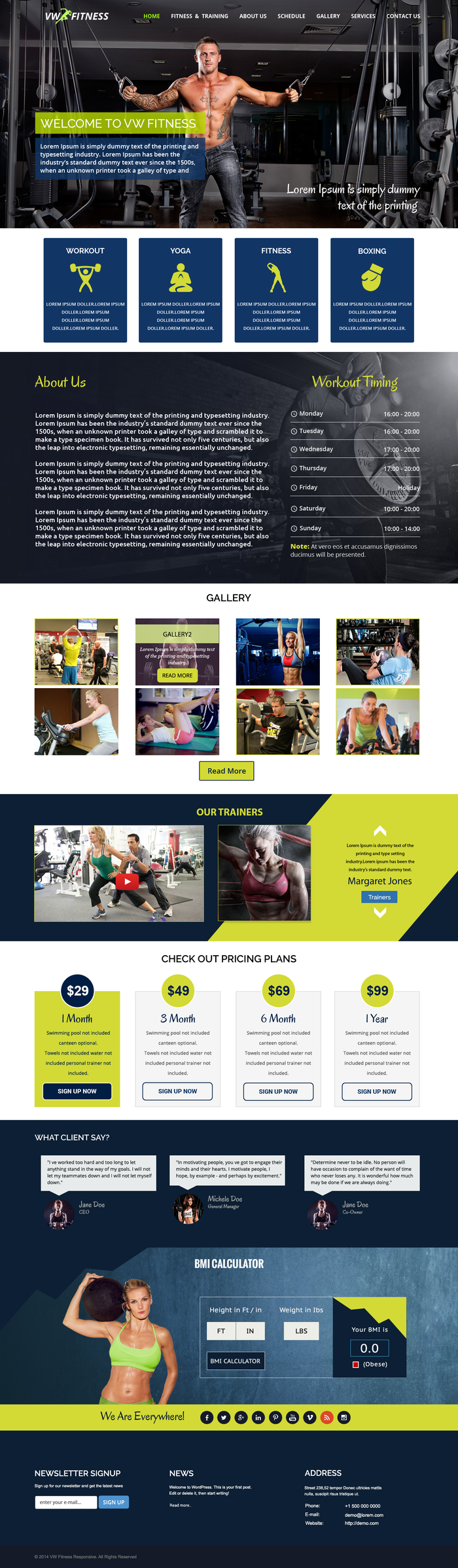 Free WordPress Fitness Theme: WordPress Theme for Gym